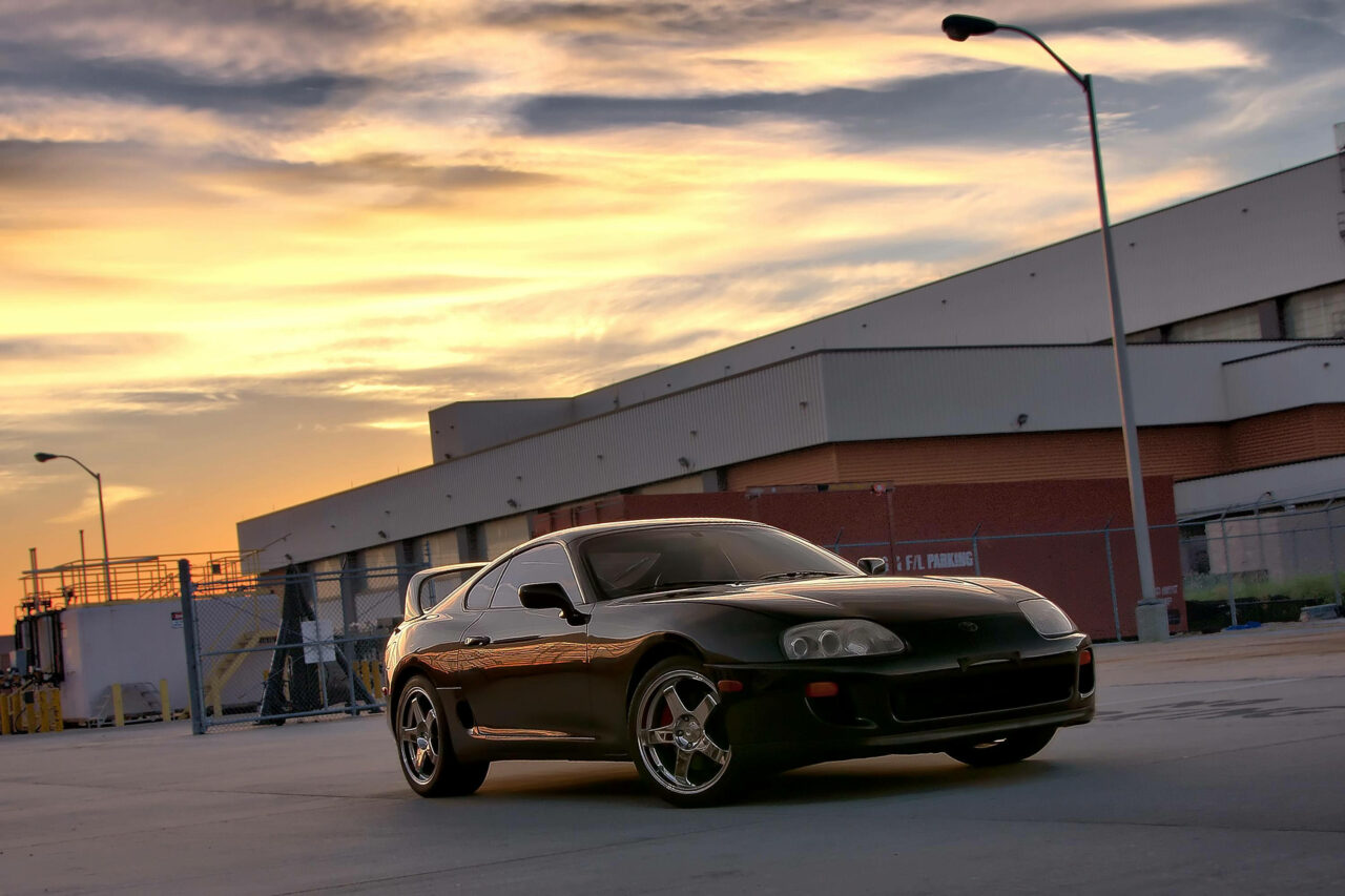 1996 Black Toyota Supra Mk4 Sunset Industrial Wallpaper | Background ...