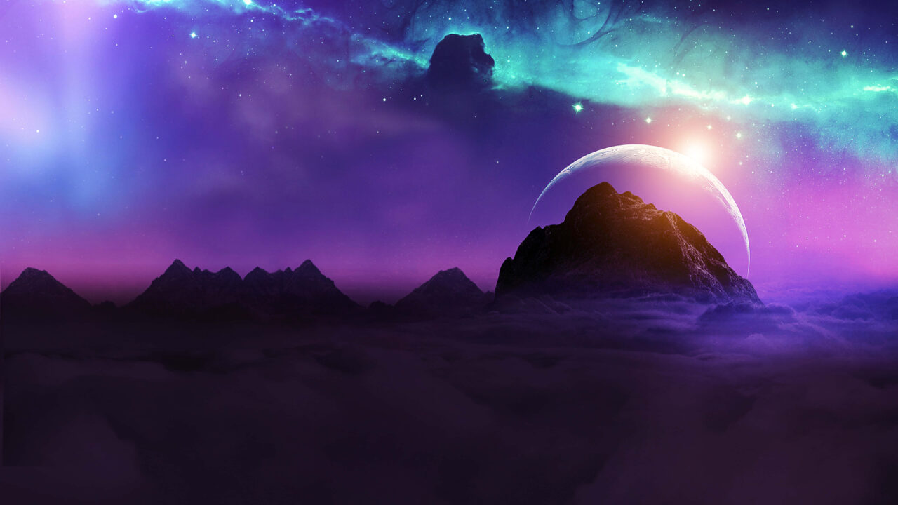 Majestic Cosmic Landscape with Glowing Planet Wallpaper | Background ...