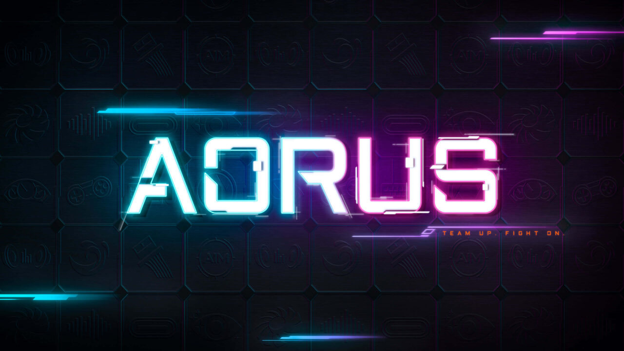 AORUS Neon Blue Pink Gaming Logo Futuristic Wallpaper | Background FREE ...