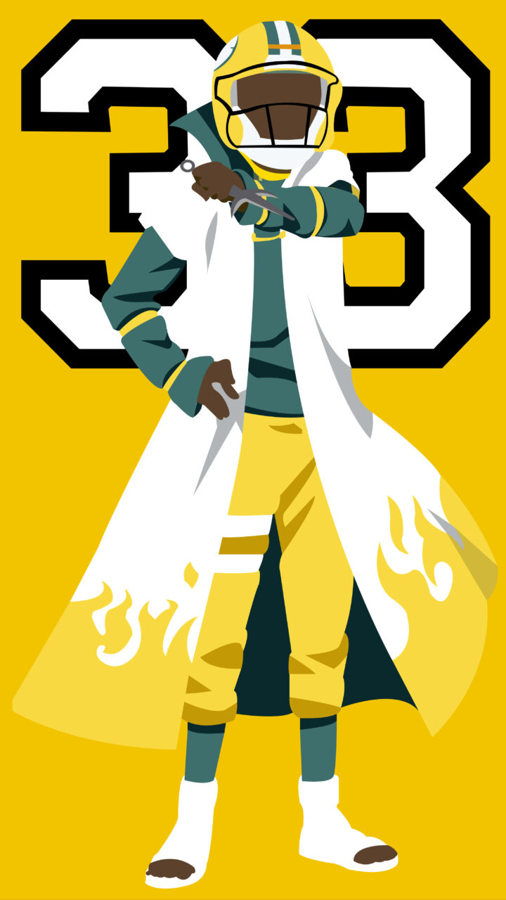 Aaron Jones Green Bay Packers #33 Illustrated Wallpaper | Background ...