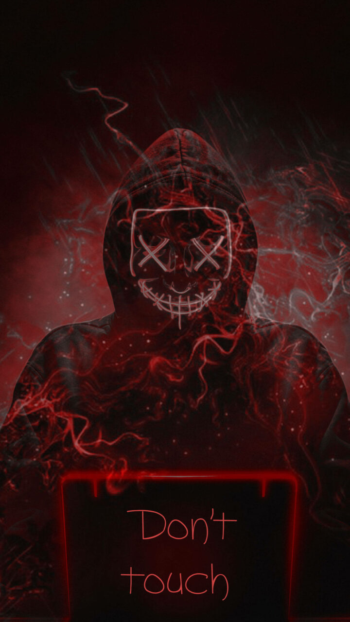 Red Hacker in Mask and Hoodie Wallpaper | Background FREE Download ...