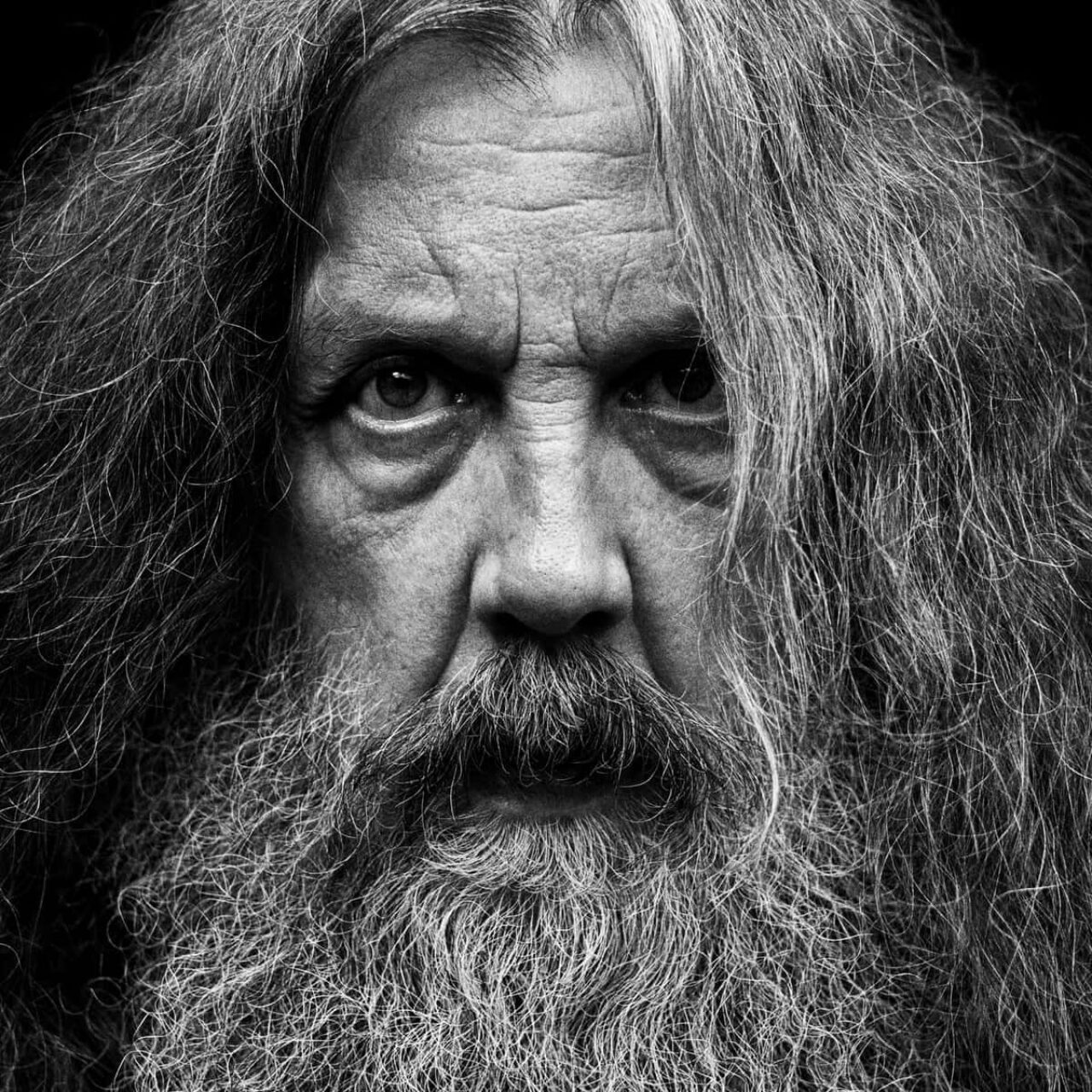 Alan Moore Black and White Portrait Intense Gaze Wallpaper | Background ...