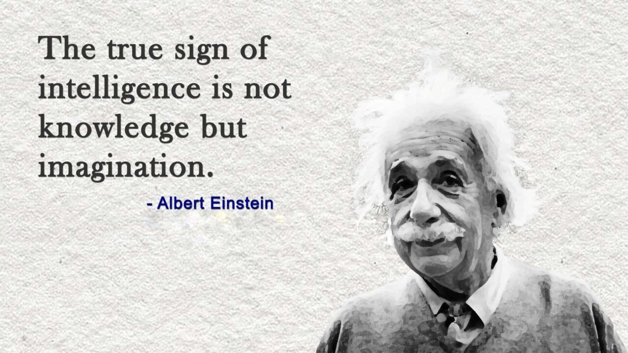 Albert Einstein Imagination Quote Thoughtful Portrait Wallpaper ...