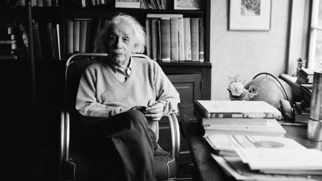 Albert Einstein Inspired Moment Study Desk Wallpaper | Background FREE ...