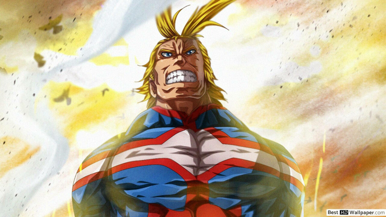 All Might Powering Up Hero Suit Intense Energy Wallpaper | Background ...