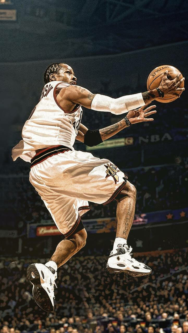 Allen Iverson Mid-Air Dunk Dynamic Basketball Wallpaper | Background ...