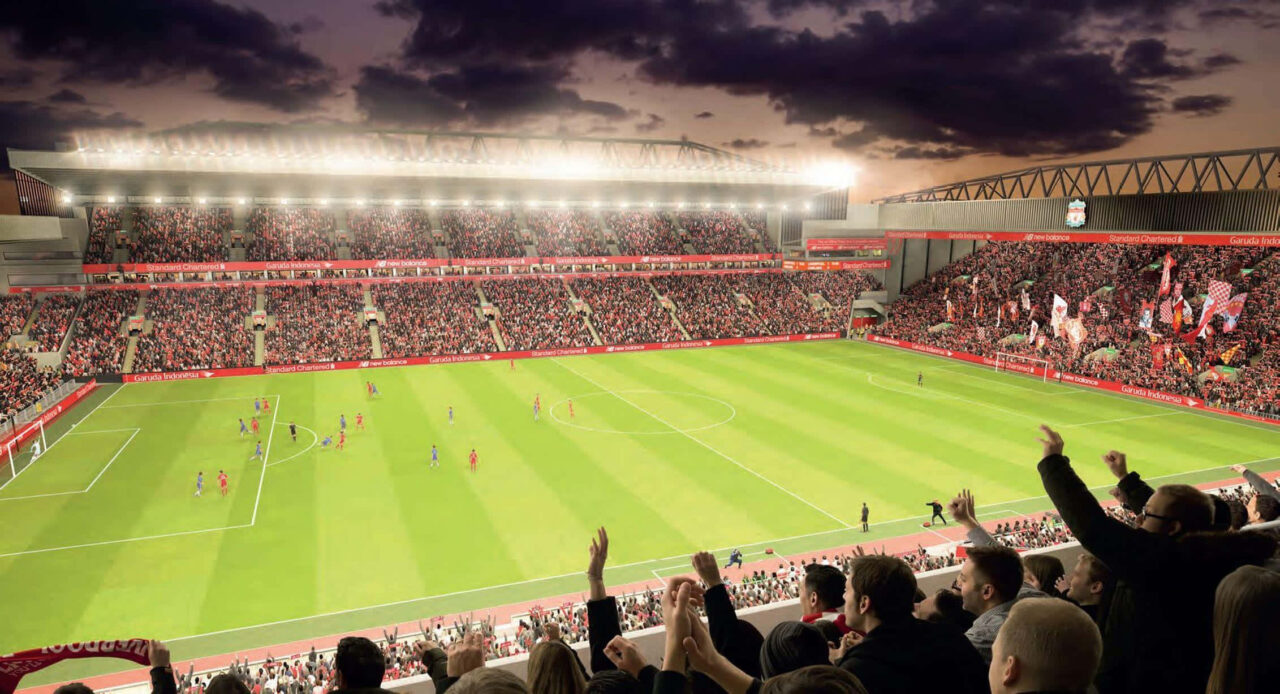 Anfield Stadium Night Game Liverpool Fans Wallpaper | Background FREE ...