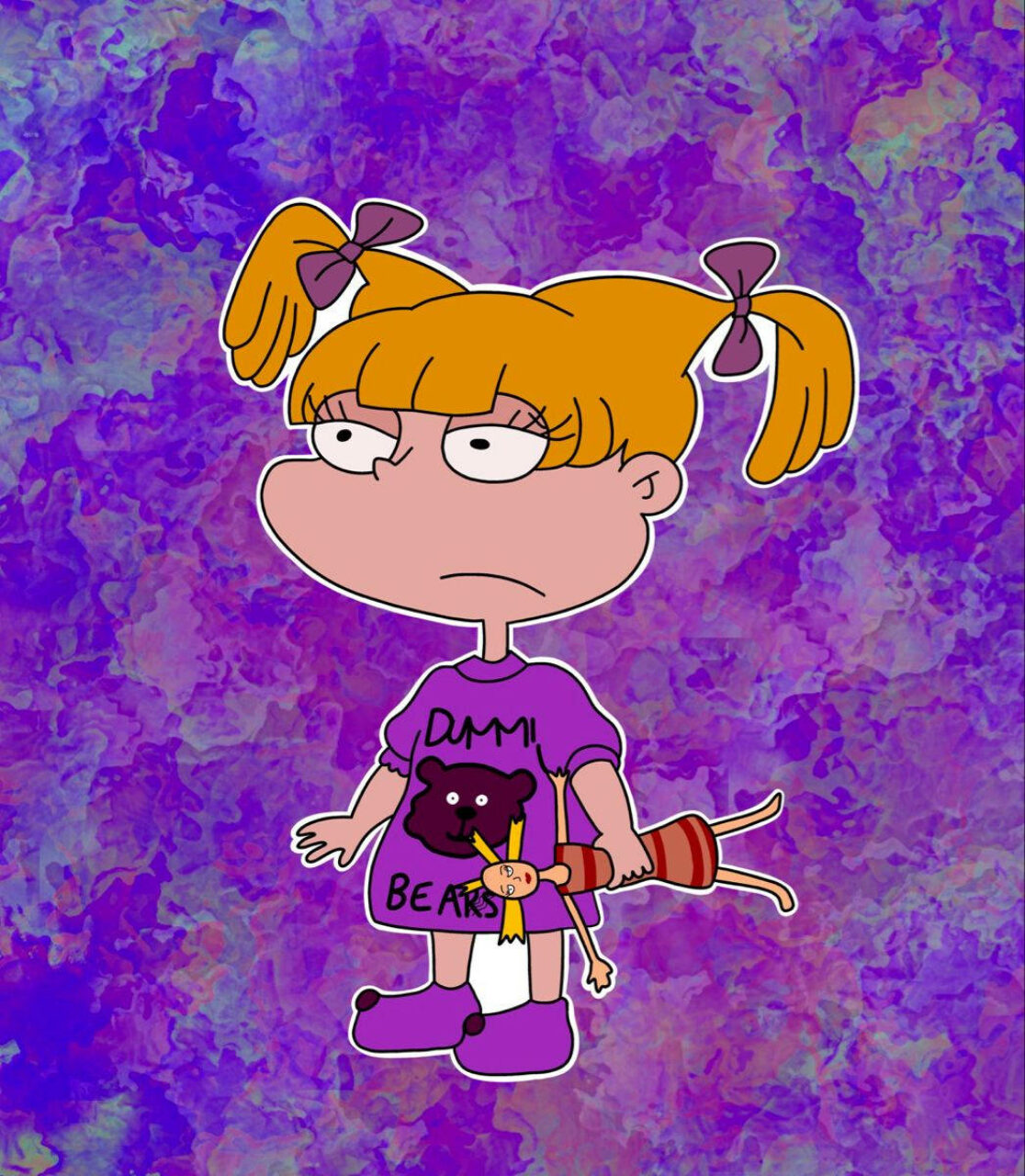 Angelica Pickles Rugrats Dummi Bears Purple Art Wallpaper | Background ...