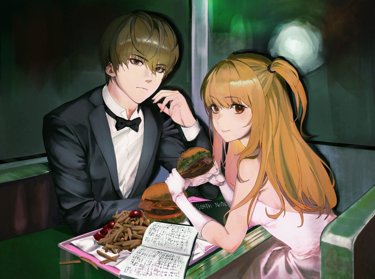 Mysterious Girl and Determined Boy in Death Note Wallpaper | Background ...