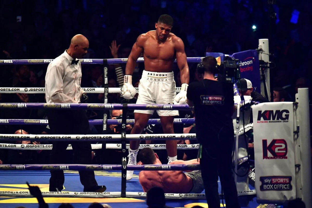 Anthony Joshua Victorious Boxing Ring Moment Wallpaper | Background ...