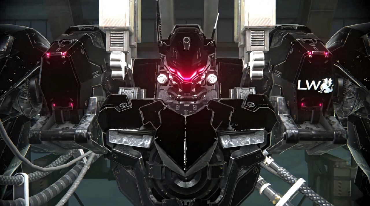 Armored Core Black Mech with Red Eyes Futuristic Wallpaper | Background ...