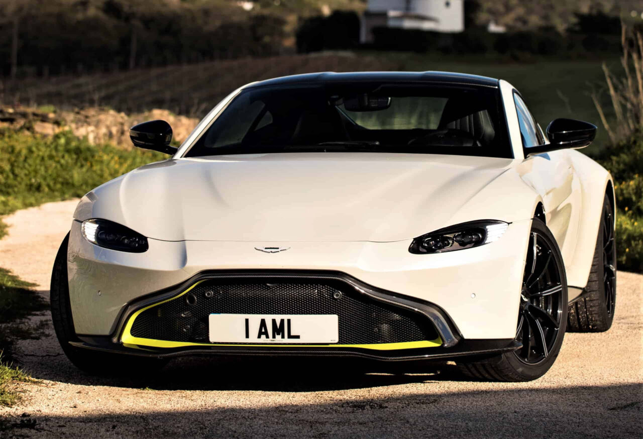 Aston Martin Vantage White Sports Car Front View Wallpaper | Background ...