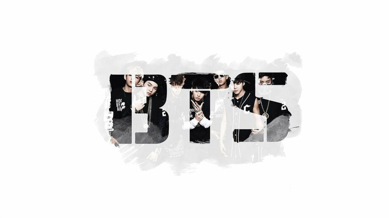 BTS Singer Faces Collide with Bold BTS Logo Wallpaper | Background FREE ...