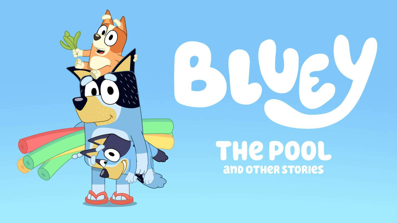 Dad Bandit Carries Bluey and Bingo with Pool Noodles Wallpaper ...