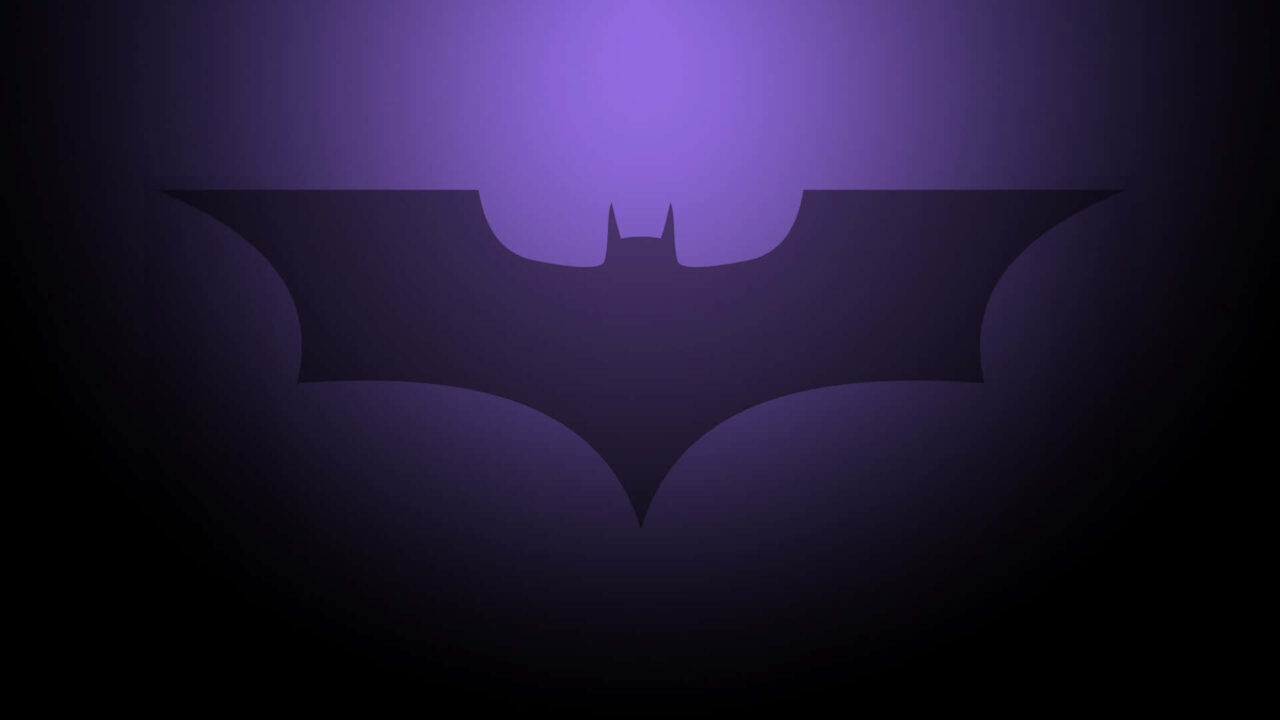 Batman Silhouette with Purple Gradient Logo Wallpaper | Background FREE ...