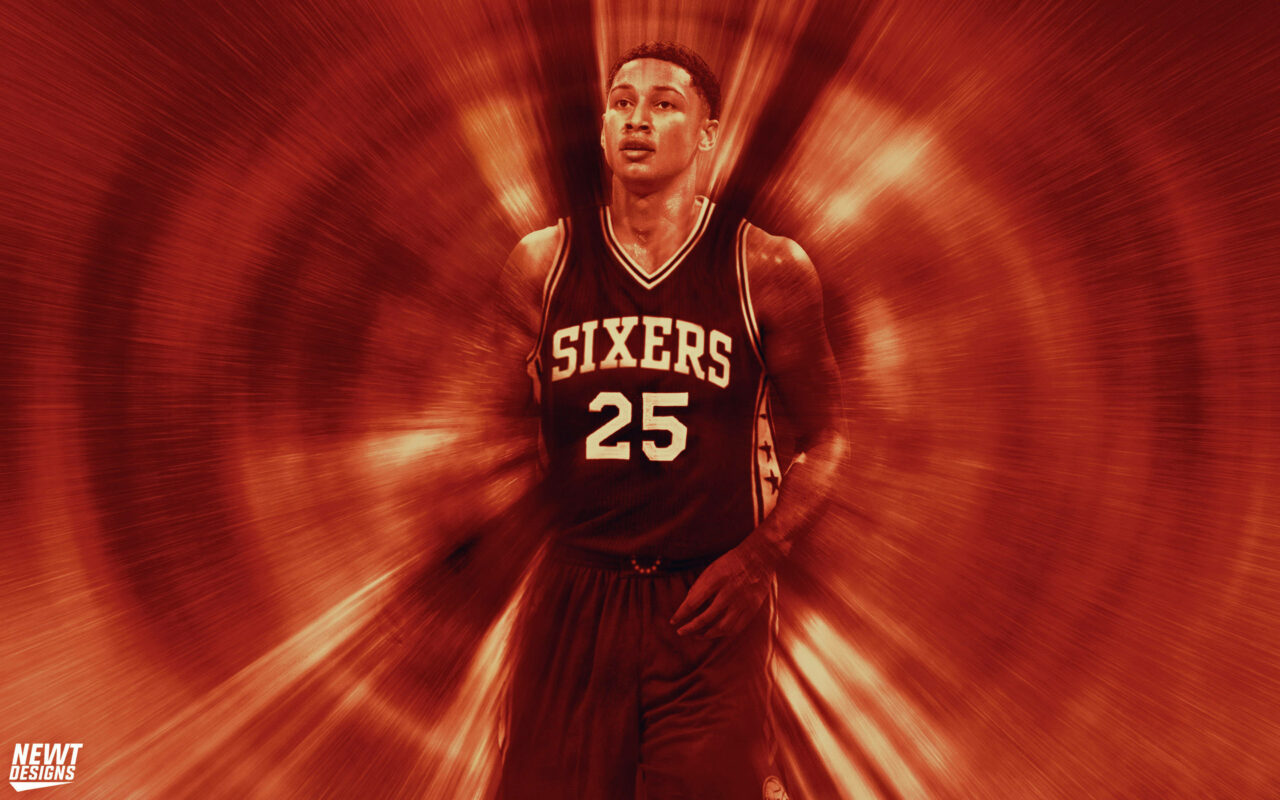 Ben Simmons Sixers Red Glow Energy Basketball Wallpaper | Background ...