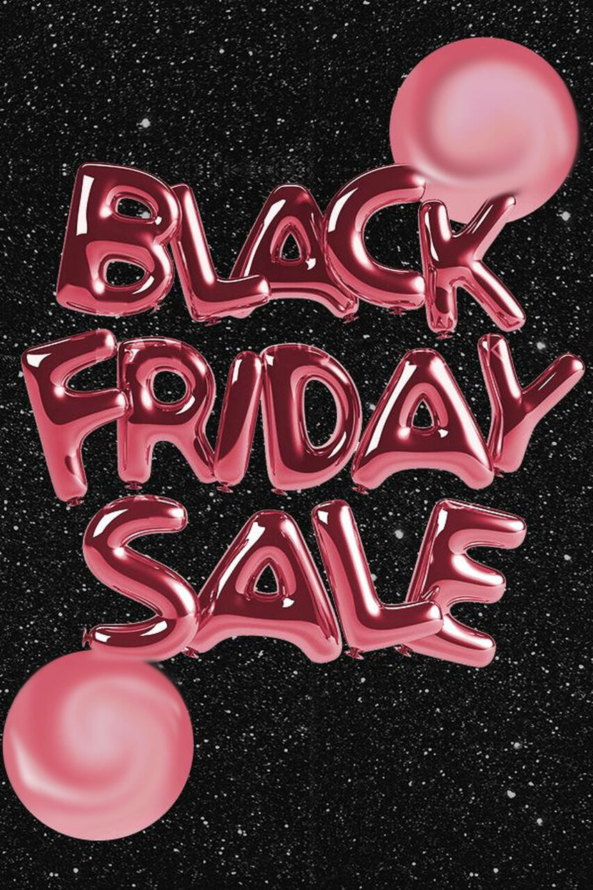 Shiny Pink Balloon Black Friday Sale Sparkle Wallpaper | Background ...