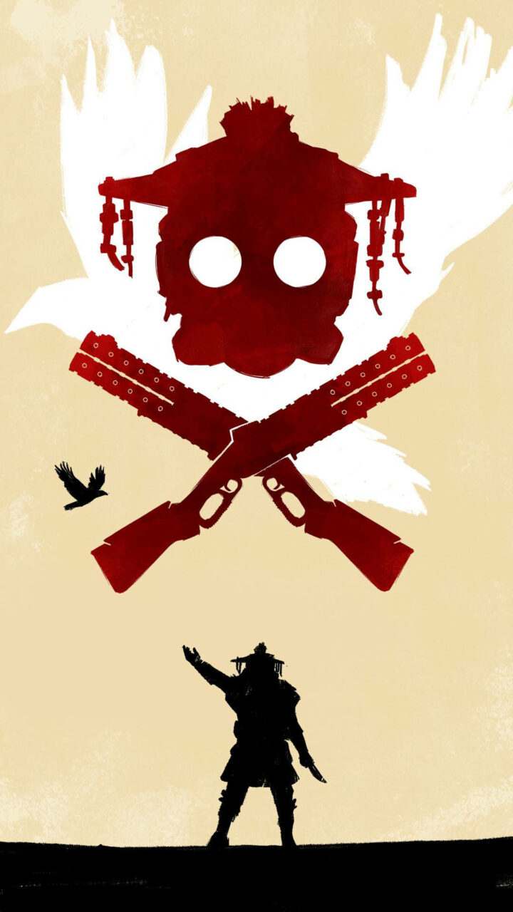 Bloodhound Silhouette with Crossed Shotguns Apex Legends Wallpaper ...