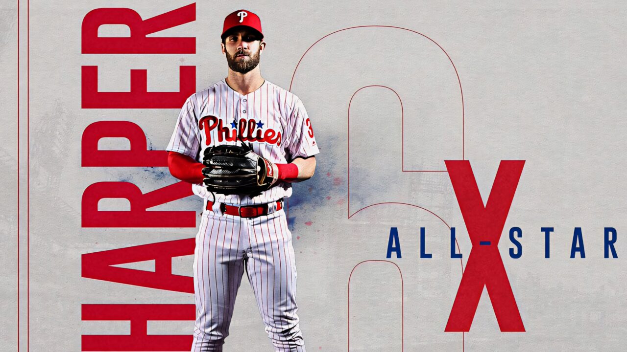 Bryce Harper 6-Time All-Star Phillies Pinstripe Wallpaper | Background ...