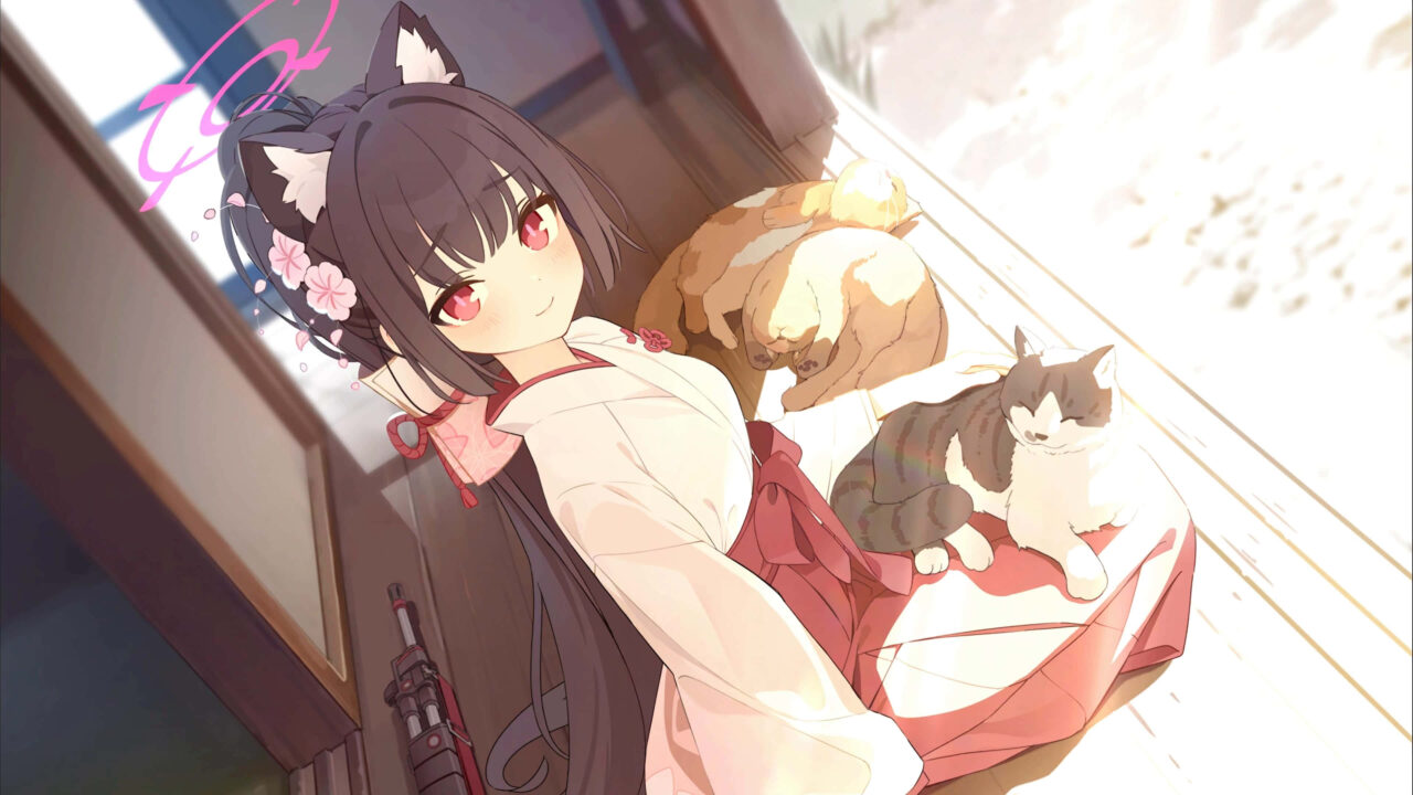 Charming Anime Girl with Cozy Cats Wallpaper | Background FREE Download ...