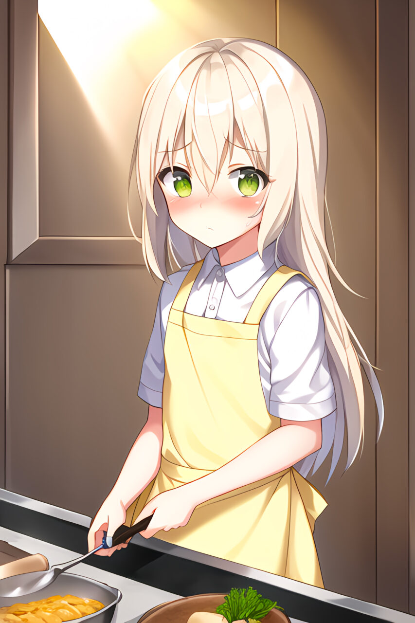Cheerful Anime Girl in Kitchen Wallpaper | Background FREE Download ...