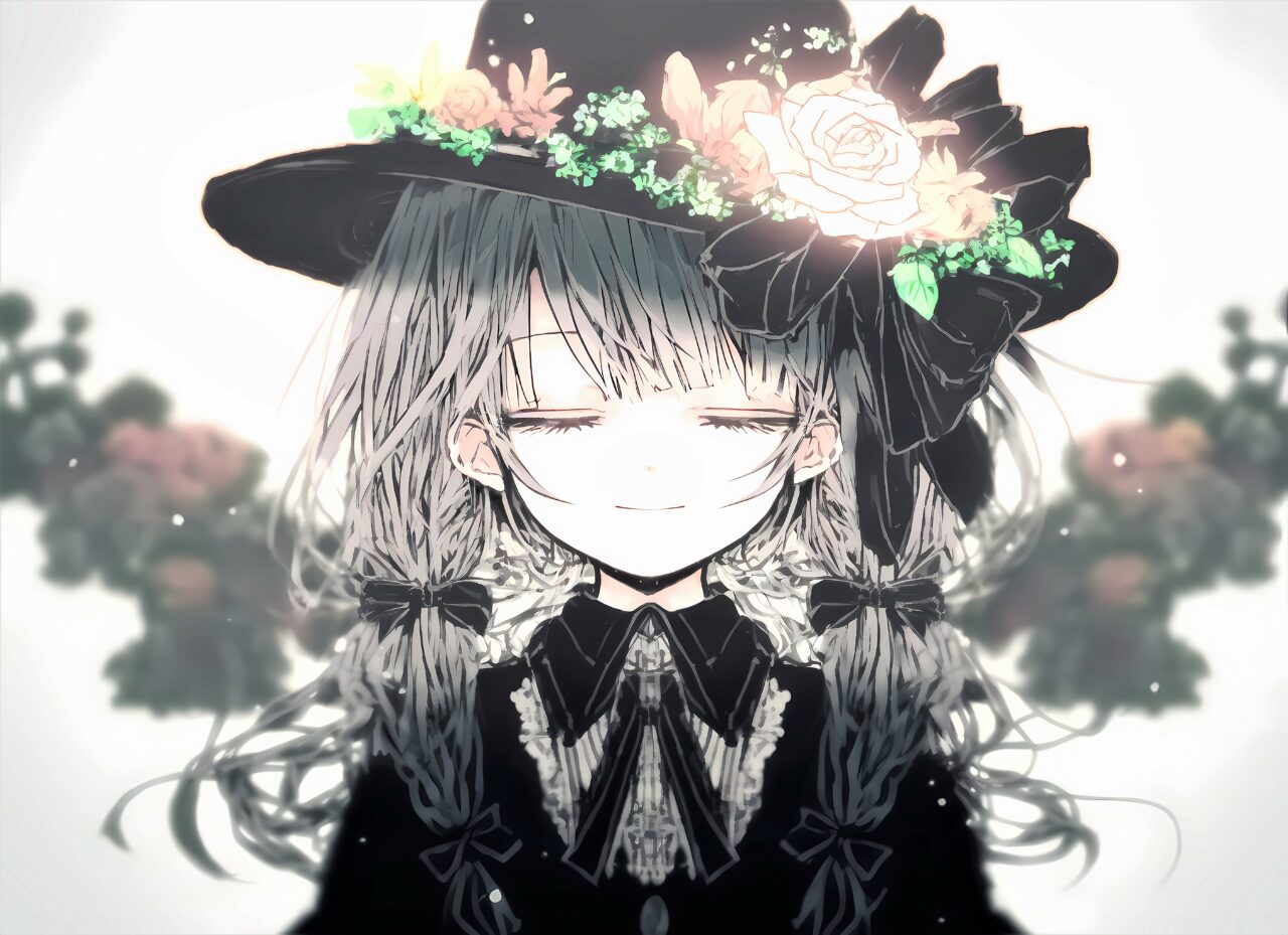 Charming Anime Girl with Floral Elegance Wallpaper | Background FREE ...