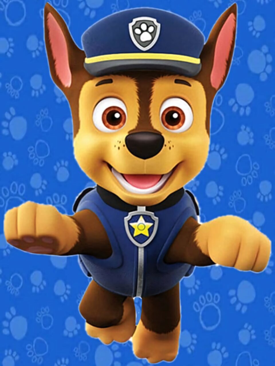 Chase Paw Patrol Police Uniform Bright Blue Wallpaper | Background FREE ...