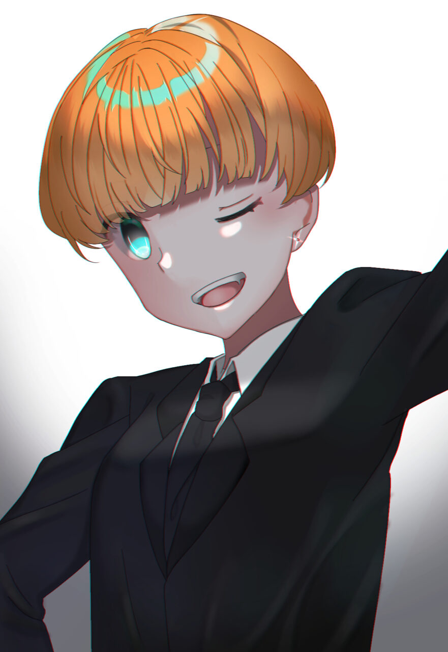 Cheerful Anime Girl in Sharp Suit Wallpaper | Background FREE Download ...