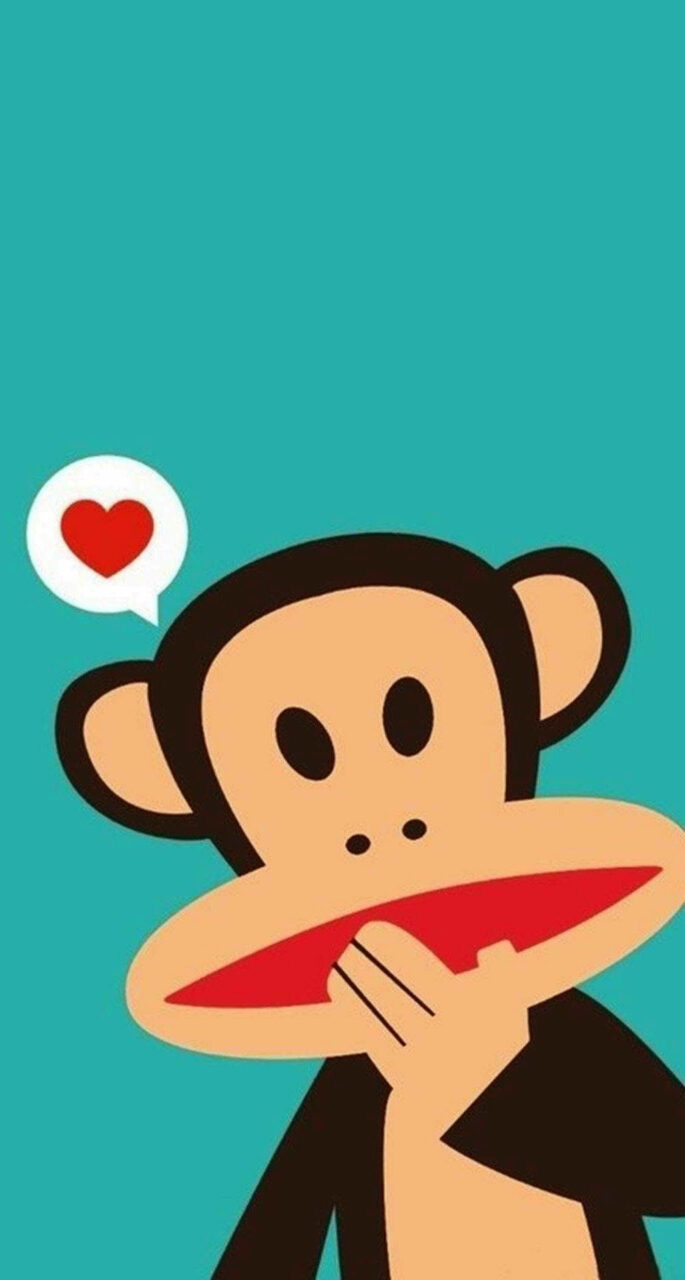 Playful Monkey Vector Art with Heart Wallpaper | Background FREE ...