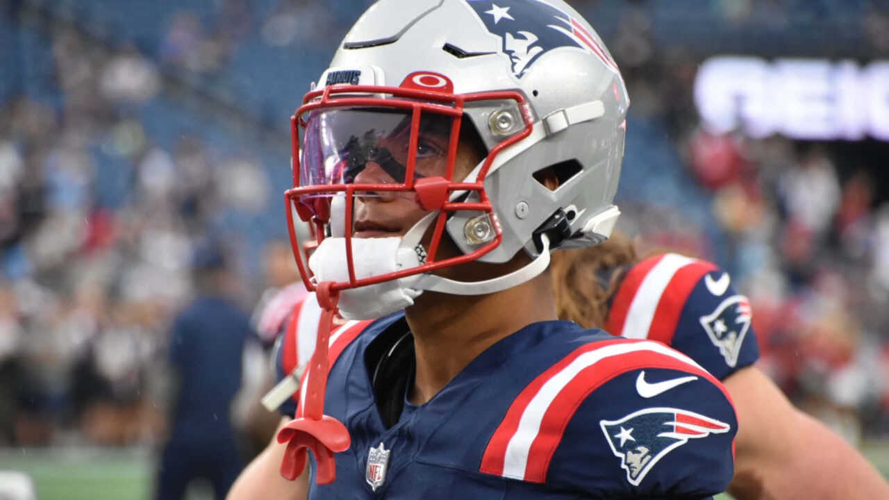Christian Gonzalez New England Patriots Close-Up Wallpaper | Background ...