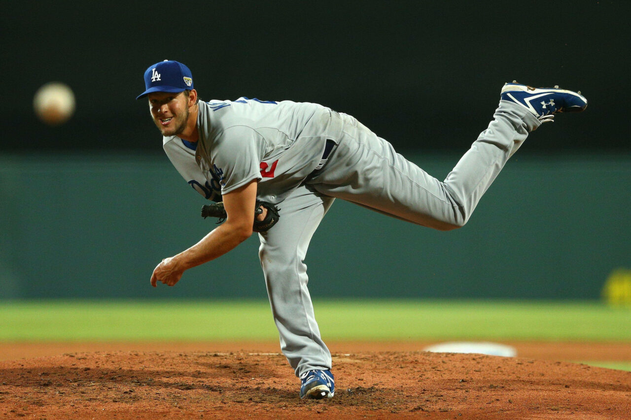 Clayton Kershaw Intense Pitch in Dodgers Uniform Wallpaper | Background ...