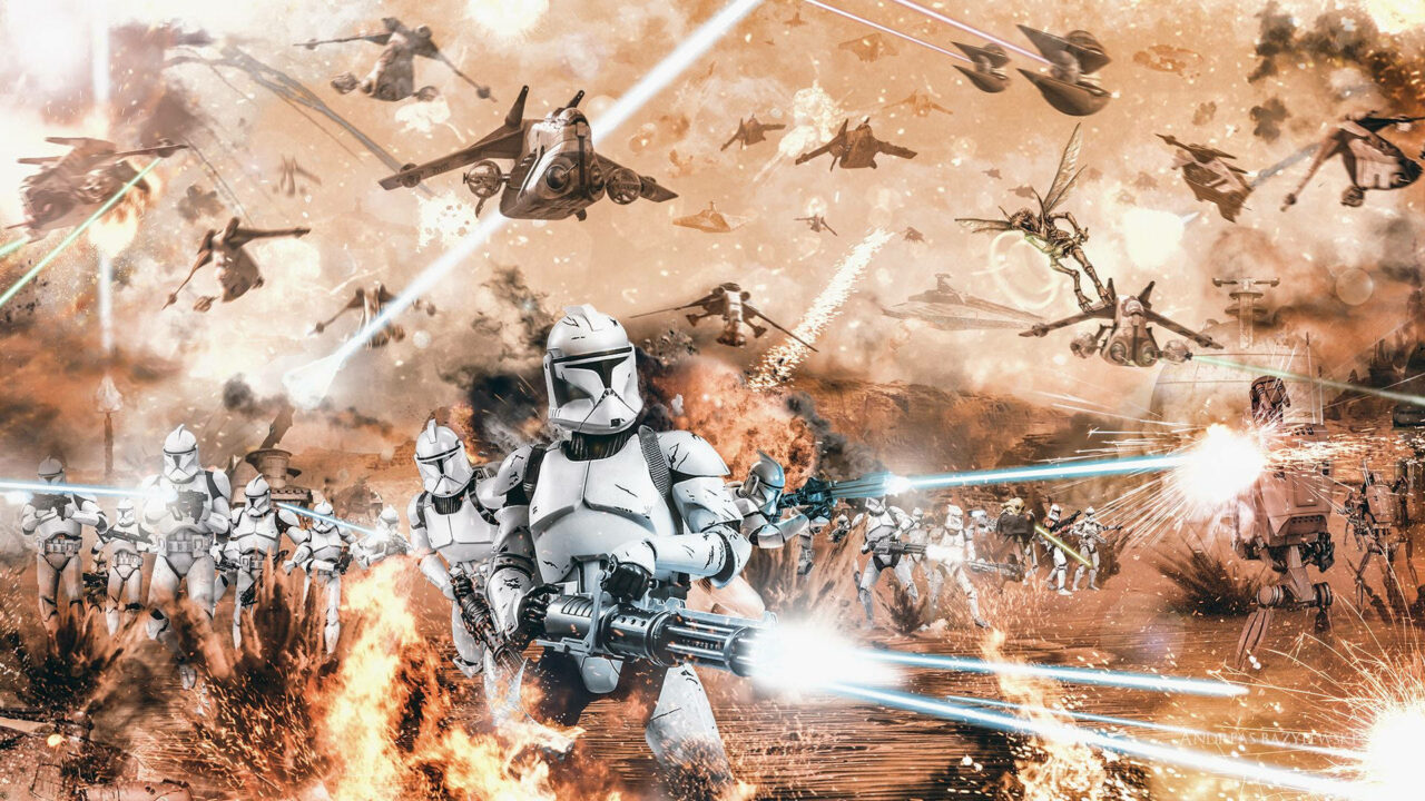 Clone Troopers Fierce Assault Star Wars Battle Wallpaper | Background ...