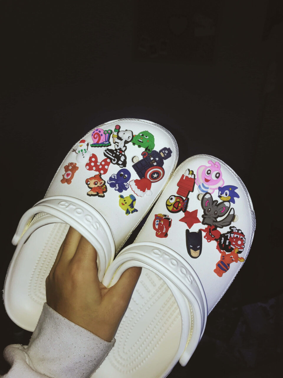 Colorful White Crocs with Cartoon Charms Perfect Summer Wallpaper ...