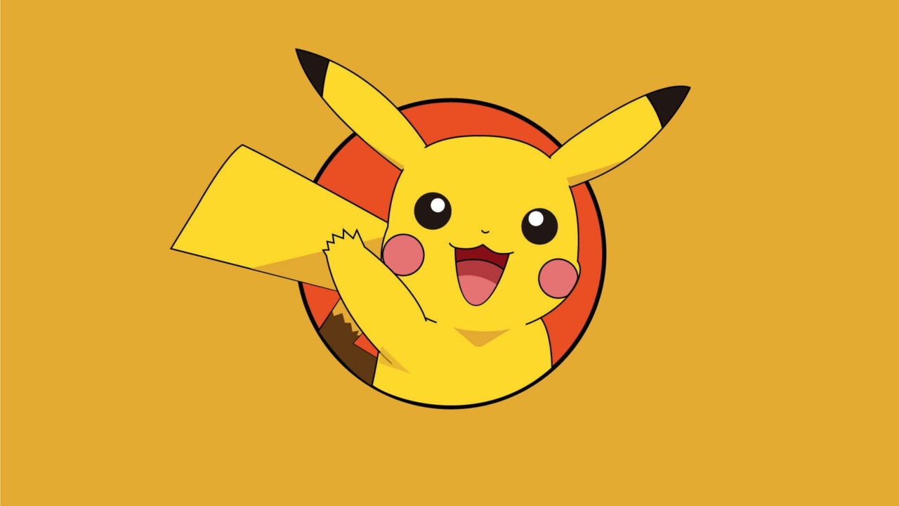 Cheerful Pikachu on Orange Frame Wallpaper | Background FREE Download ...