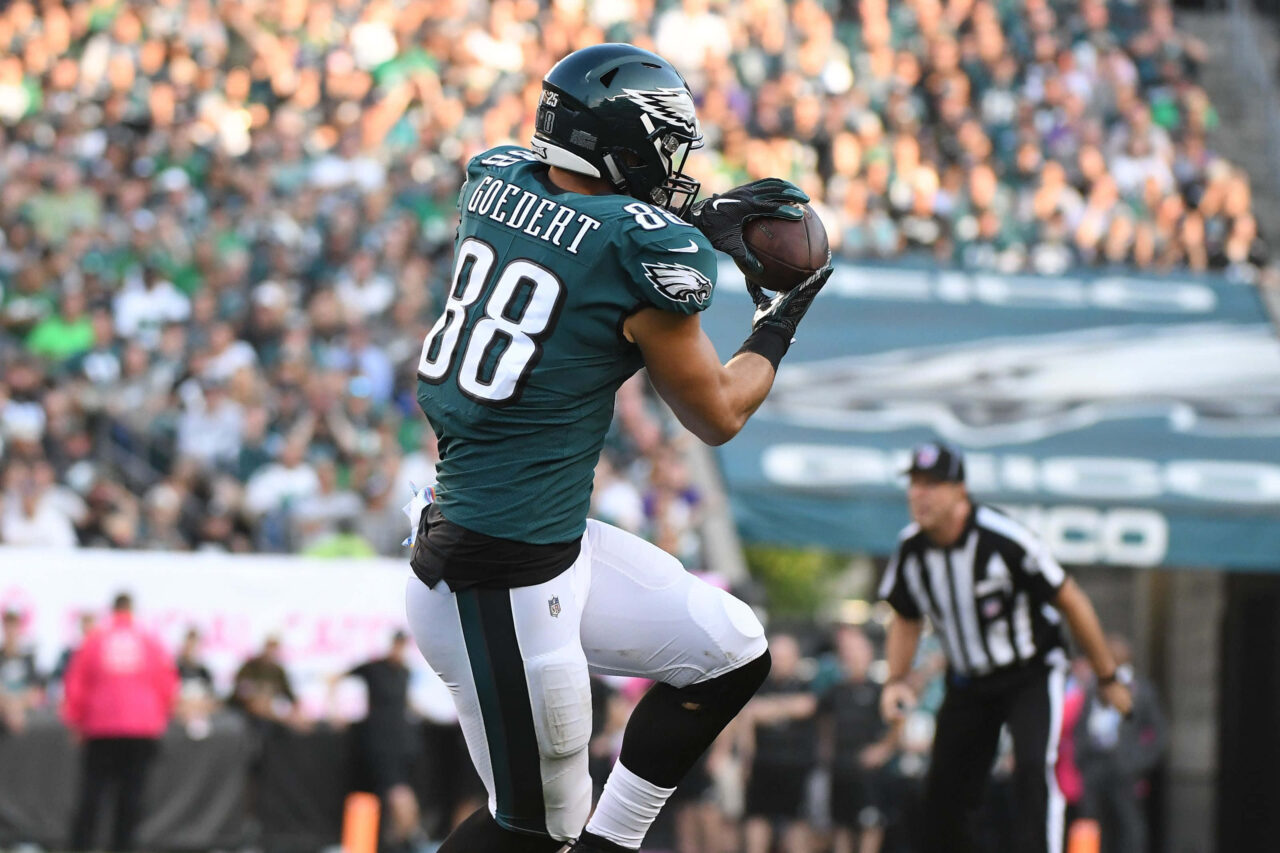 Dallas Goedert Catching Football in Eagles Stadium Wallpaper ...