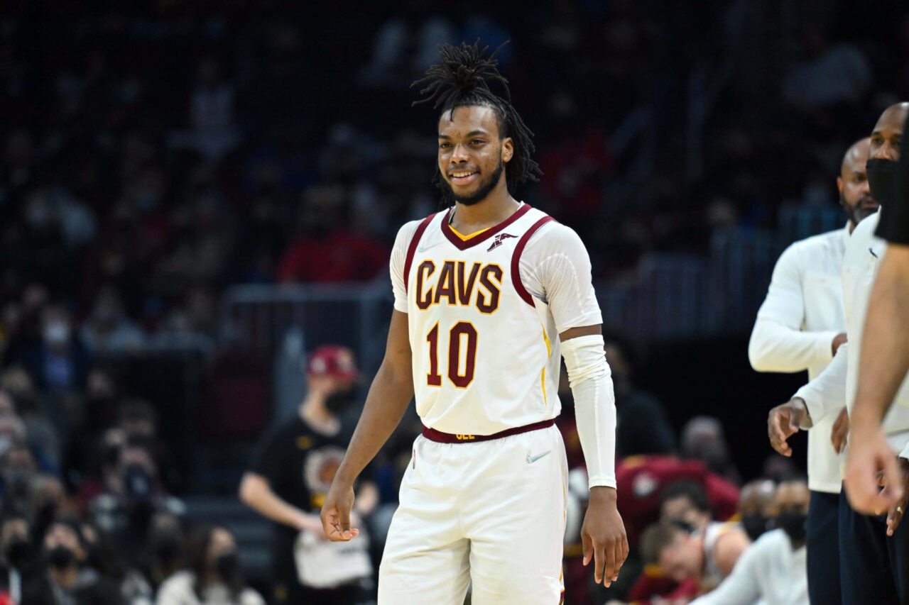Darius Garland Cleveland Cavaliers Smiling Home Jersey Wallpaper ...