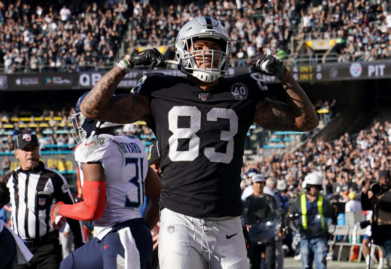 Darren Waller Raiders Celebration NFL Action Wallpaper | Background ...