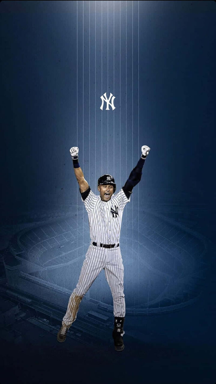 Derek Jeter Yankees Celebration Navy Blue Wallpaper | Background FREE ...