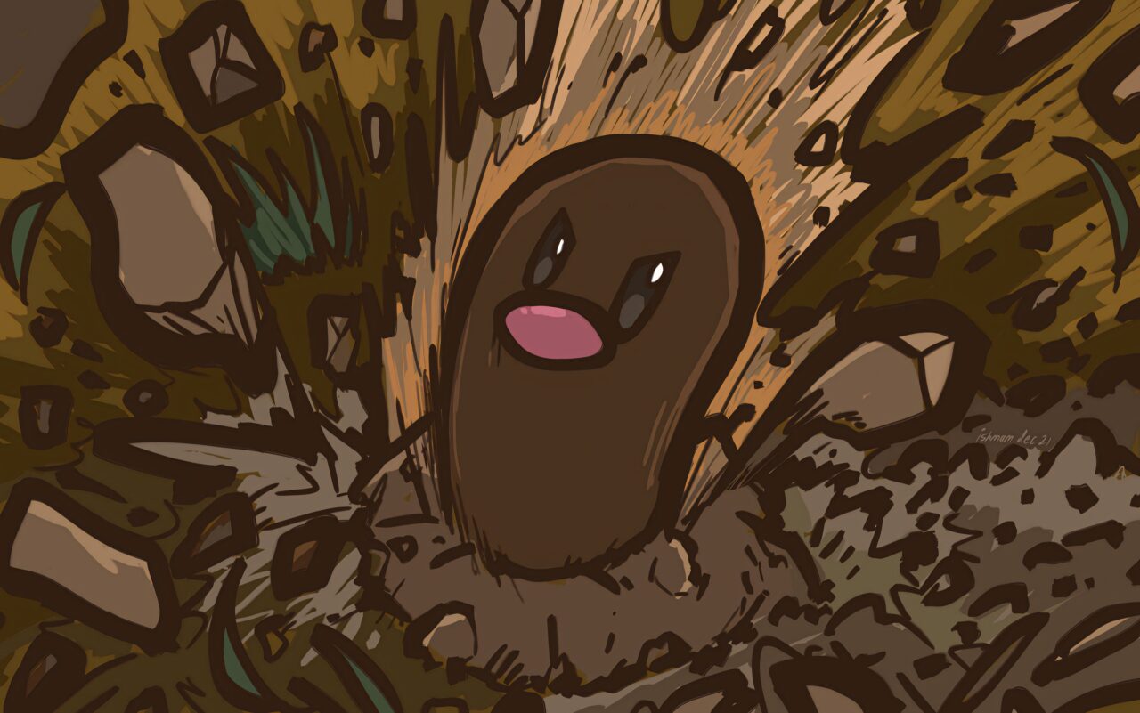 Fierce Diglett Bursting Earth Ground Pokemon Wallpaper | Background ...