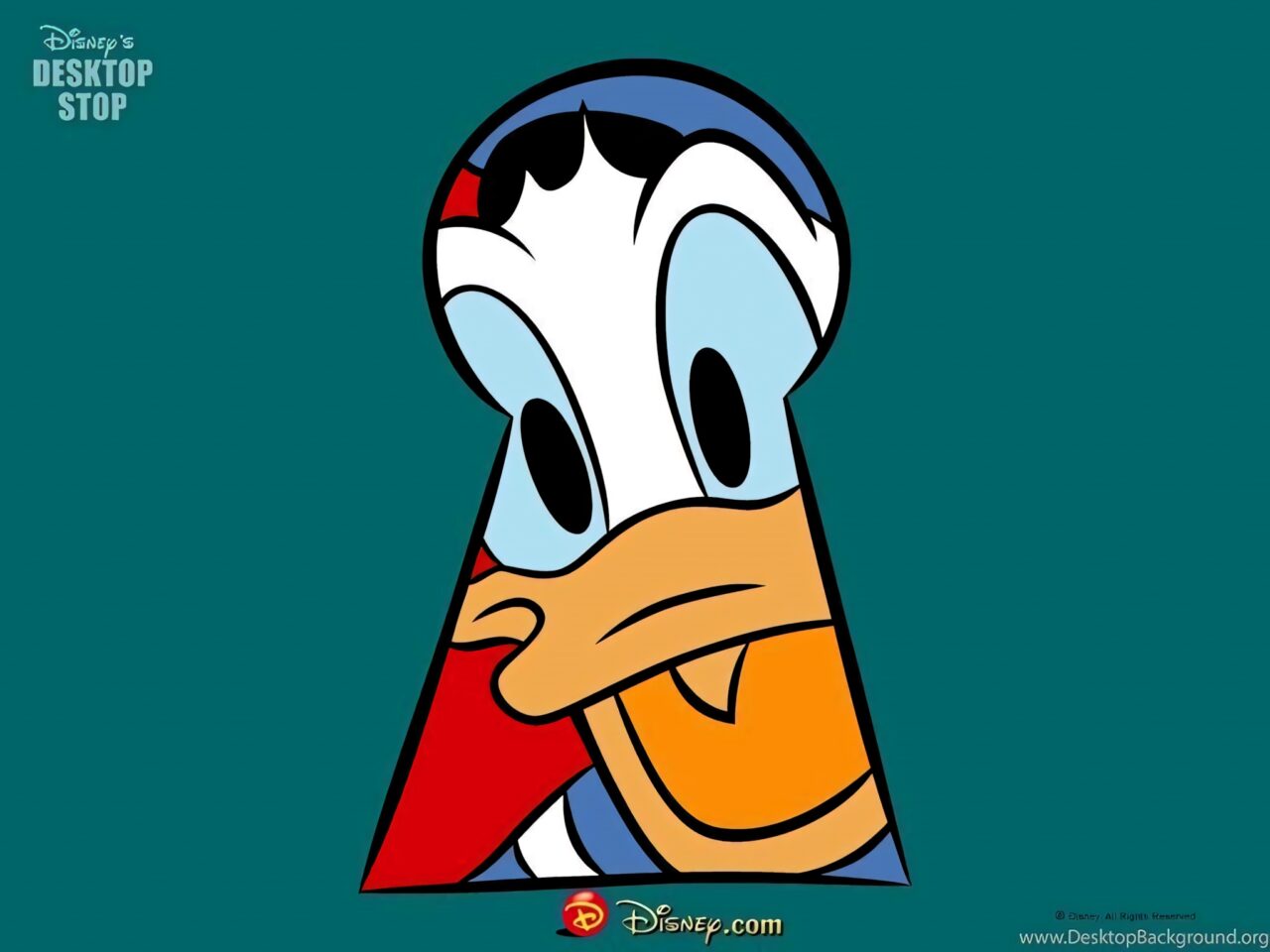 Donald Duck Peeking Keyhole Teal Classic Disney Wallpaper | Background ...