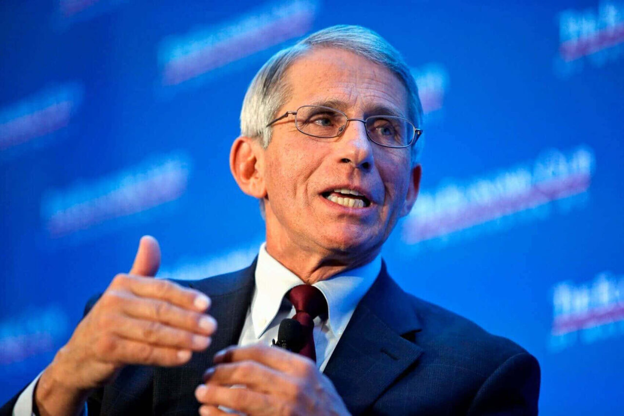 Dr Anthony Fauci Press Conference Blue Backdrop Wallpaper | Background ...