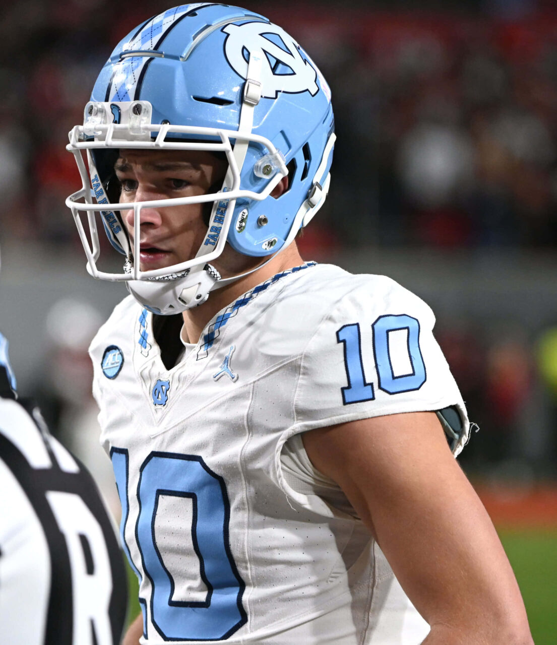 Drake Maye North Carolina Football Jersey Focus Wallpaper | Background ...