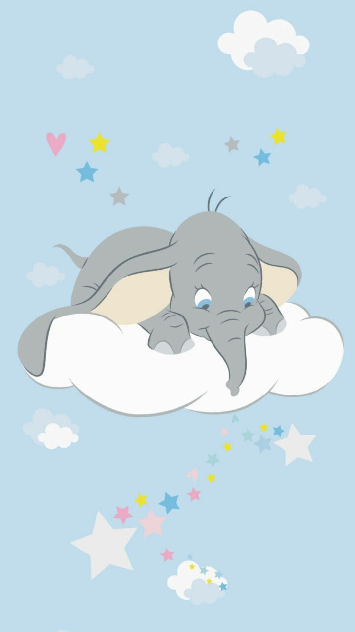 Dumbo on Cloud Dreamy Kids Classic Animation Wallpaper | Background ...