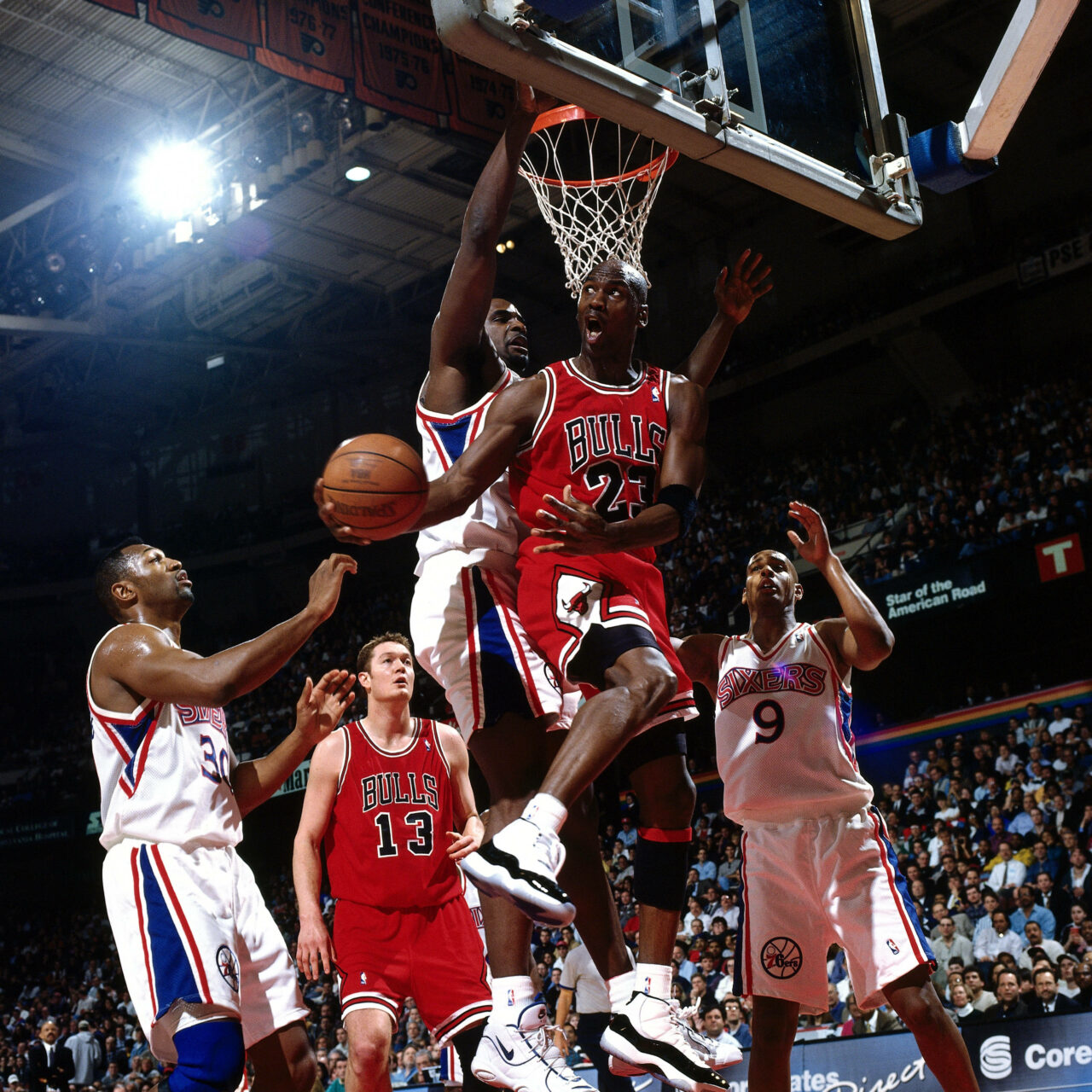 Airborne Dunking Dominance: Michael Jordan Wallpaper | Background FREE ...