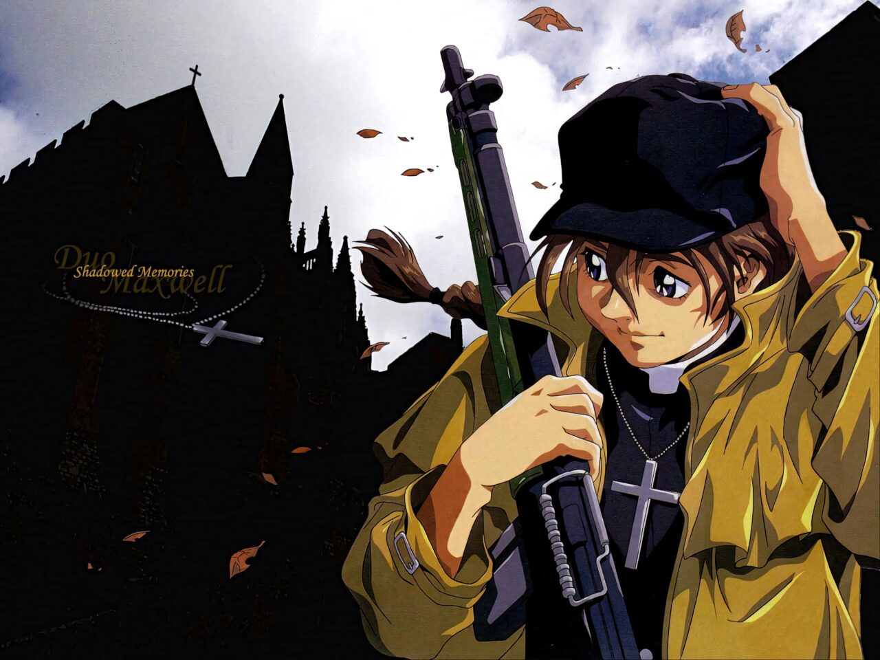 Duo Maxwell Autumn Leaves Gothic Church Anime Wallpaper | Background ...