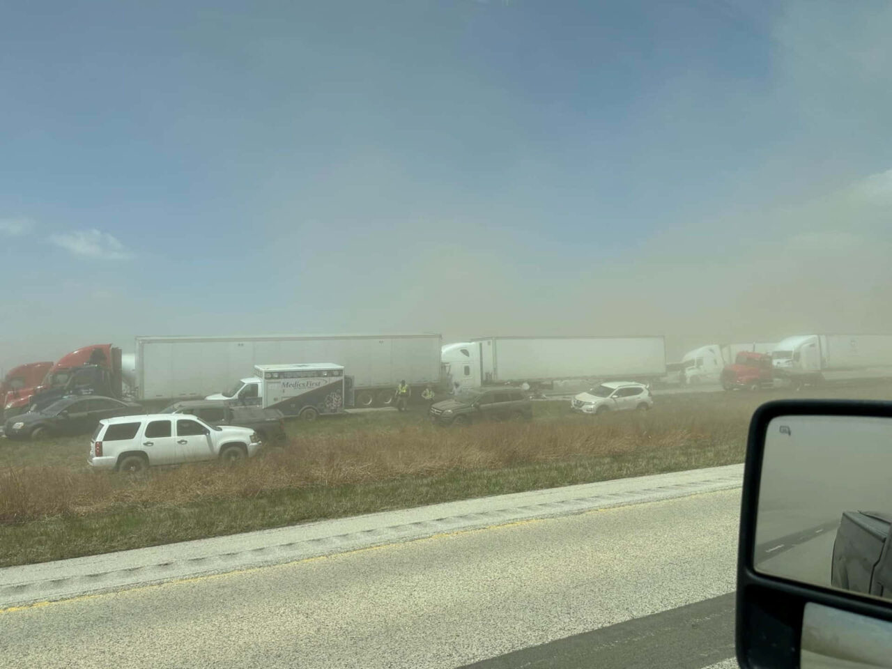 Dust Storm Highway Crash Chaos Hazardous Scene Wallpaper | Background ...