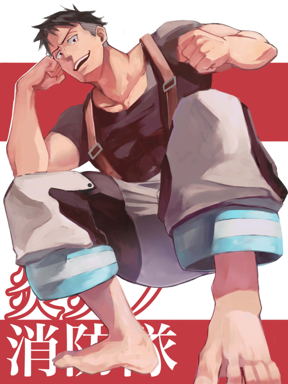 Akitaru Ōbi Fire Force Captain Bold Red Uniform Wallpaper | Background ...
