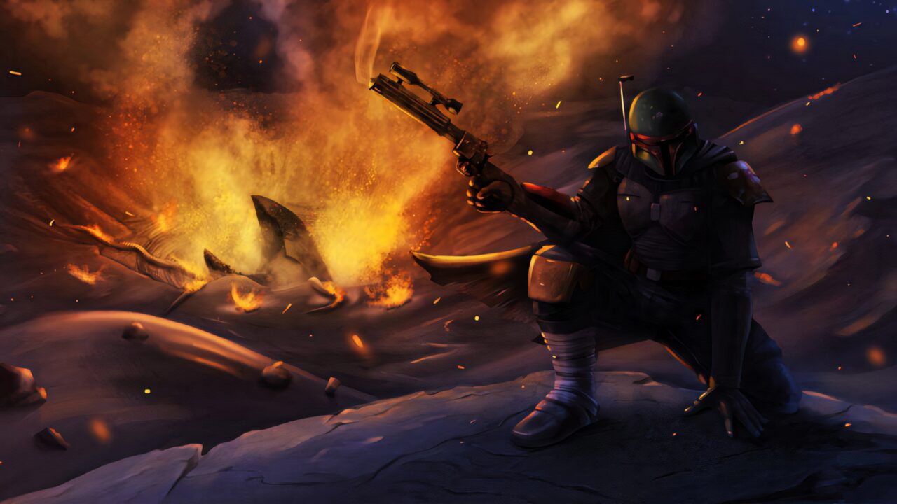 Boba Fett in Fiery Action 4K Wallpaper | Background FREE Download ...