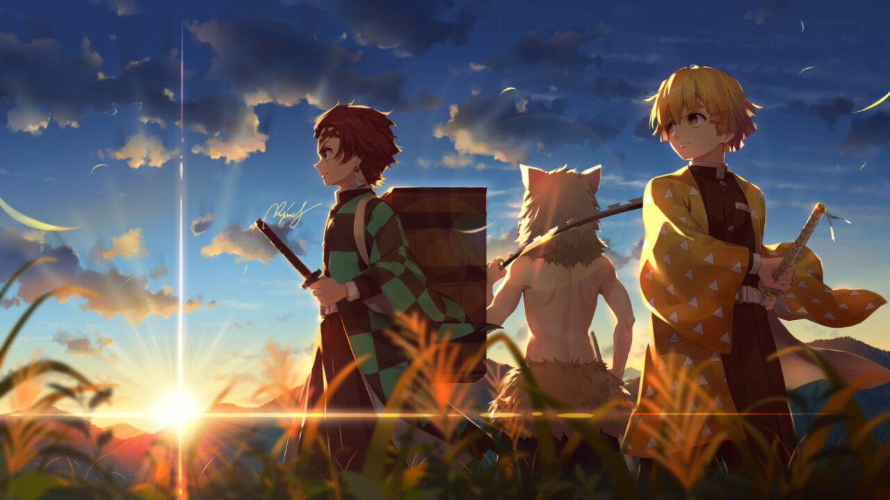 Dynamic Trio of Demon Slayers Wallpaper | Background FREE Download ...
