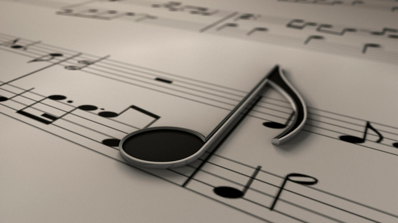 Elegant 3D Quaver on Detailed Music Sheet Wallpaper | Background FREE ...